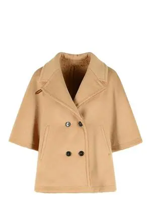 Max Mara Memo' Reversible Camel And Teddy Hood - Brown
