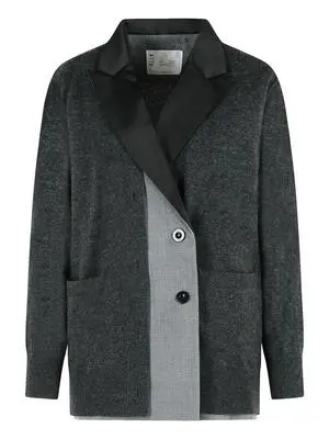 Sacai Grey Wool Cardigan - Gray