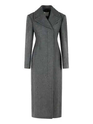 Sportmax Golfo' Long Coat In Pure Grey Wool - Gray