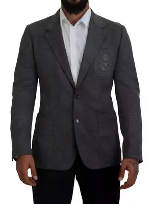 DOLCE & GABBANA Embroidered-logo Wool Blazer