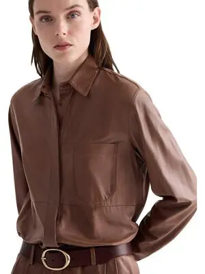 TWP Cowboy Update Shirt In Paper Leather - Pinecone