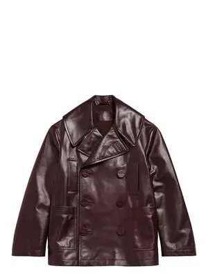 Balenciaga Leather Peacoat - Red