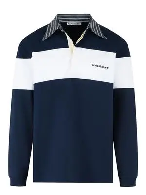 Acne Studios Polo Shirt In Navy And White Jersey Fished Cotton - Blue