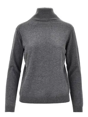 Max Mara Silk And Wool-blend Knitted Turtleneck Grey