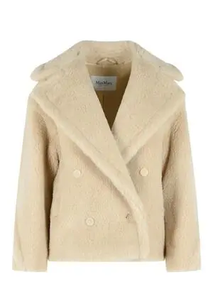 MAX MARA Max Mara 'Alcuno' Biker Jacket In Alpaca Teddy Fabric And Cream Wool Women