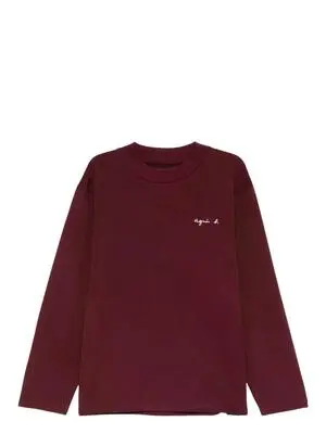 AGNES B. Logo-embroidered Long-sleeve T-shirt - Red