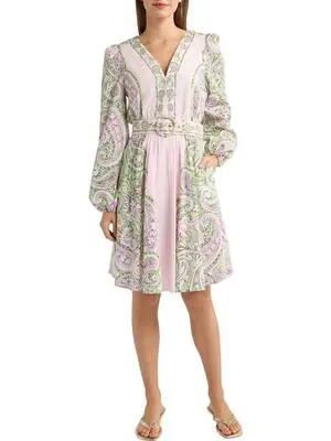 Lilly Pulitzer® Chyanna Paisley Print Long Sleeve Minidress - Lime