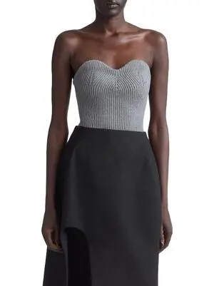 JIL SANDER Heart Bustier Wool Blend Top - Basalt