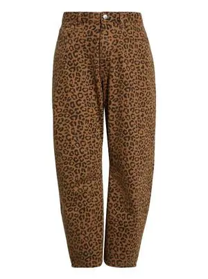 Warp + Weft Bna Mid Rise Wide Leg Barrel Pants - Leopard