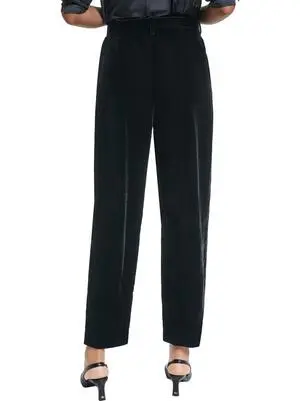 Karl Lagerfeld Paris Velvet Skinny Pants With Rhinestone Belt - Black