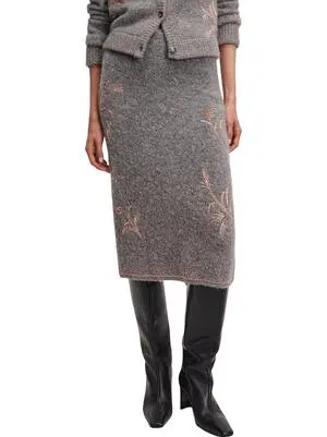 Rag & Bone Iris Beaded Midi Skirt - Grey