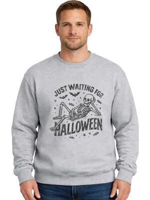 SIMPLY SAGE MARKET Just Waiting For Halloween Skeleton Sweatshirt Graphite