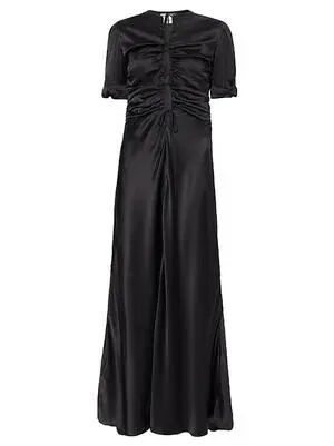 Isabel Marant Étoile Louane Gathered Silk Midi Dress - Black
