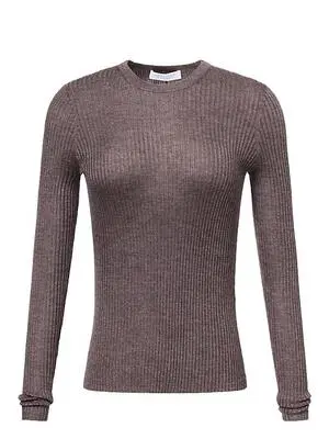 Gabriela Hearst Browning Rib Knit Cashmere-silk Top - Walnut