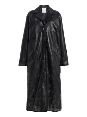 Brandon Maxwell The Beck Perforated Leather Driving Coat - Black
