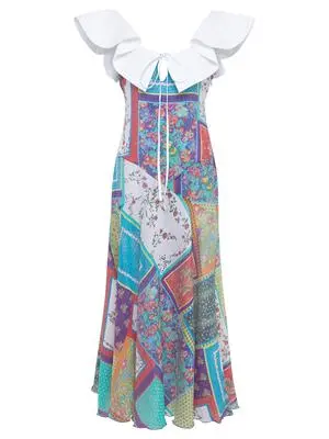 SIEDRES Caenes Patchwork-print Midi Dress - Multi