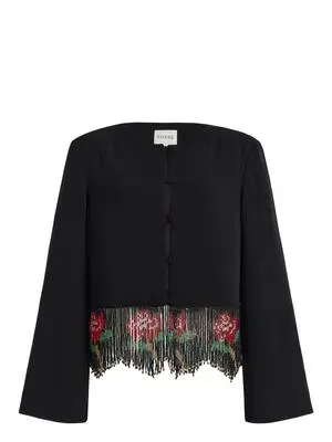 Posse Exclusive Rosanna Embellished Crepe Top - Black