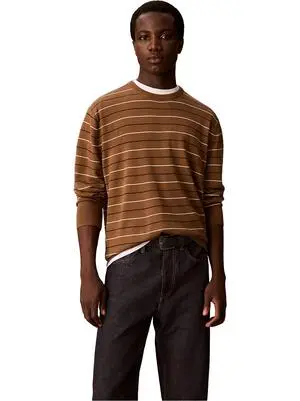 Calvin Klein Merino Stripe Crewneck Sweater - Thrush
