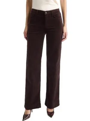 L'Agence Scottie Wide Leg Velvet Pants - Dark Java