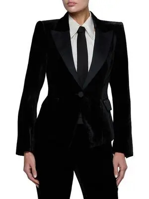 L'Agence Philippa Velvet Tuxedo Blazer - Black