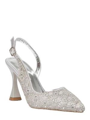 FOREVER & ALWAYS SHOES Avery Embellished Pointed Toe Pump - Silver