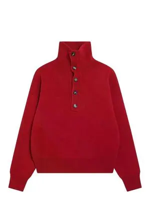 AMI Button-up High-neck Sweater