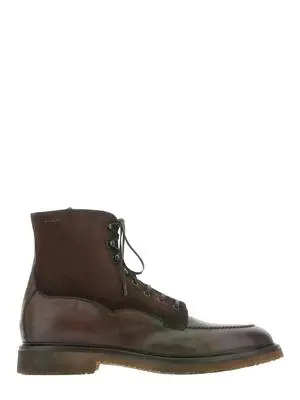 ALEXANDER HOTTO Leather Suede Ankle Boots - Brown