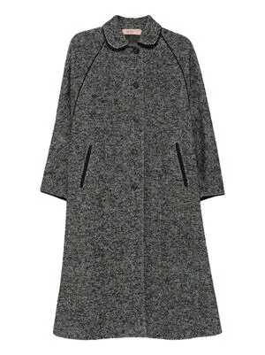 N°21 Herringbone-pattern Coat - Black