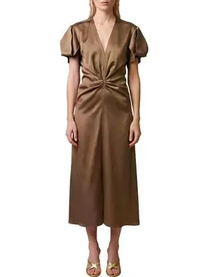 SUTTON NEW YORK Draped Satin-finish Midi Dress