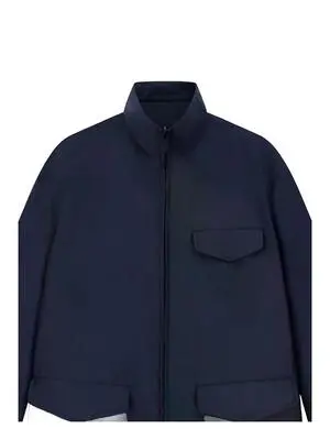 Giorgio Armani Zip-up High-neck Coat - Blue