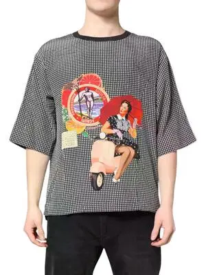 Dolce & Gabbana Gingham-check Graphic-print T-shirt - Black