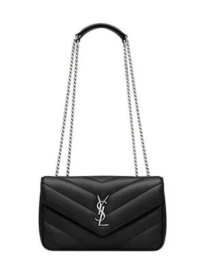 Saint Laurent Loulou Small In Matelassé Lambskin - Black