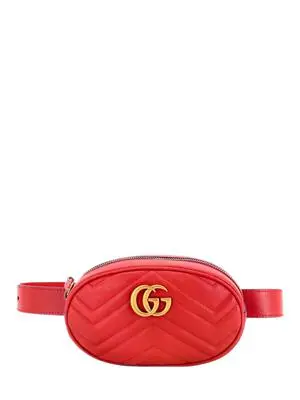 Gucci Gg Marmont Matelasse Leather Belt Bag - Red