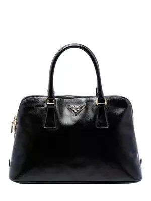 Prada 2010-2026 Medium Saffiano Vernice Promenade Satchel - Black