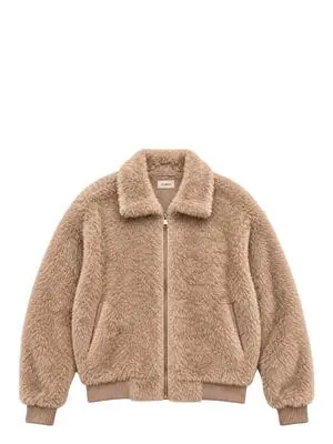 ROAVE Women’ Soft Camel Zip Bomber Jacket - Brown