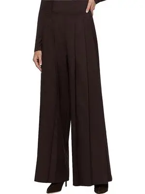 L'Agence Nova Pleated Wide Leg Pants - Dark Java