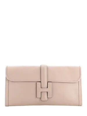 Hermès Jige Elan Swift Leather Clutch Gray