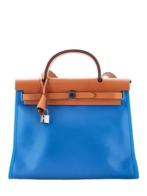 Hermès Herbag Zip Canvas & Leather Shoulder Bag - Blue