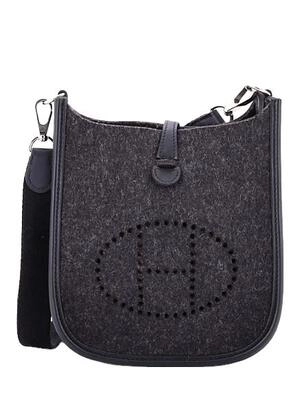 Hermès Tpm Evelyne Gen Iii Felt & Leather Trim Crossbody - Gray