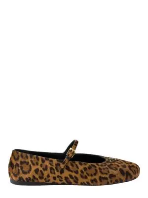 Prada Printed Leather Ballerinas Honey