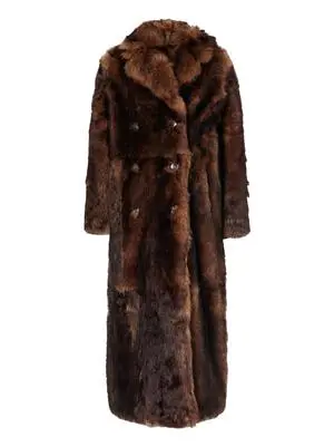 YVES SALOMON Paneled Shearling Coat - Brown