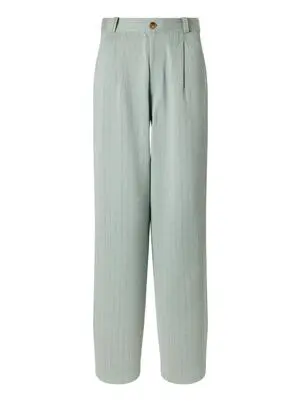 Guest In Residence Carpenter Pinstriped Cotton And Silk-blend Knit Straight-leg Pants - No