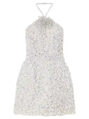 Oscar De La Renta Floral Off-the-shoulder Mini Dress - Silver