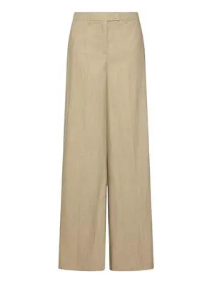Marella Wide-leg Casual Trousers - Light Brown