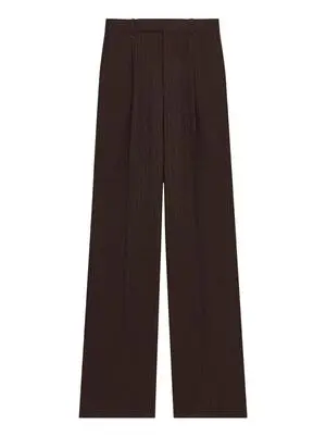 Saint Laurent Pants In Chalk-stripe Crepe - Maroon/beige
