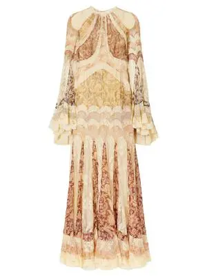 Zimmermann Silk Patchwork Maxi Dress With Lace - No
