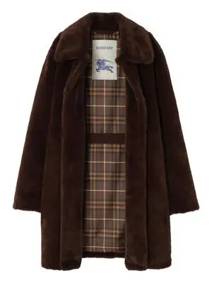 Burberry Faux Fur Belted Car Coat - Brown