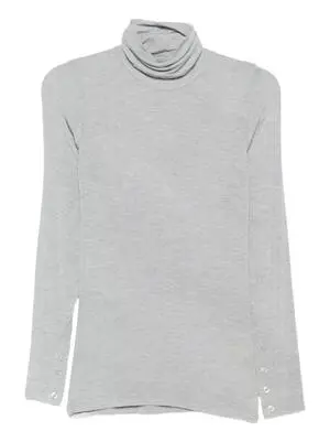 SOLOTRE Button-cuff Roll-neck Sweater - Grey