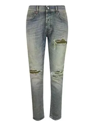 Amiri Distressed Panelled Jeans - Blue