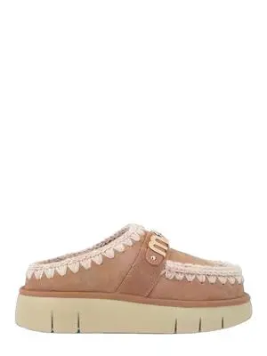 Mou Bounce Crochet-trim Clogs - Brown